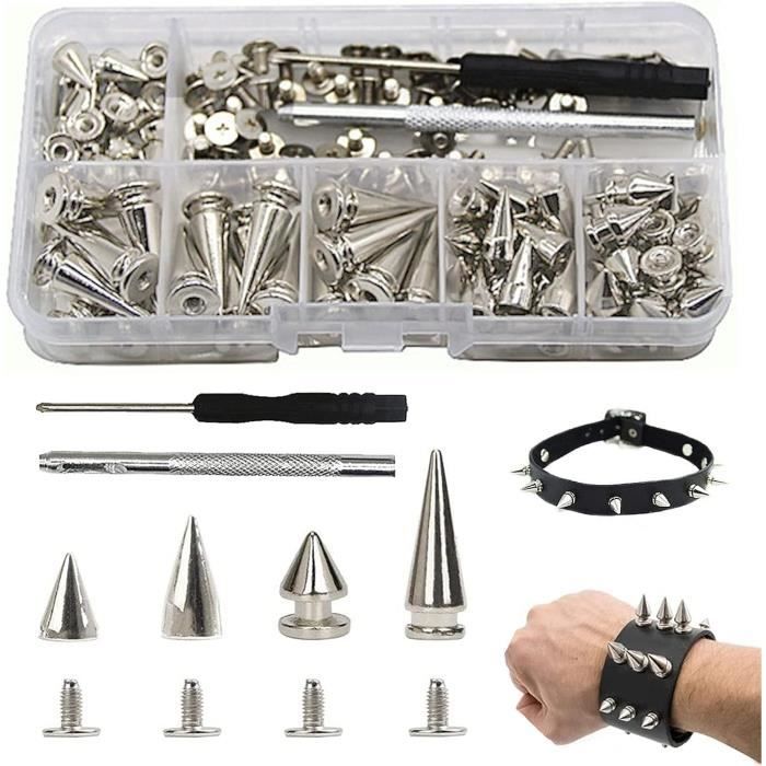 Rivet Punk, 80 Pièces Rivet Cône, Rivet Metal Vis, Rivets Cuir Style ...