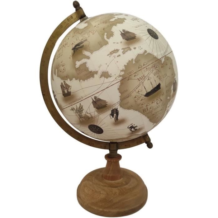 Geographic Atlantic Wold Map Globes Rotatifs 20,3 Cm Beige Globe ...