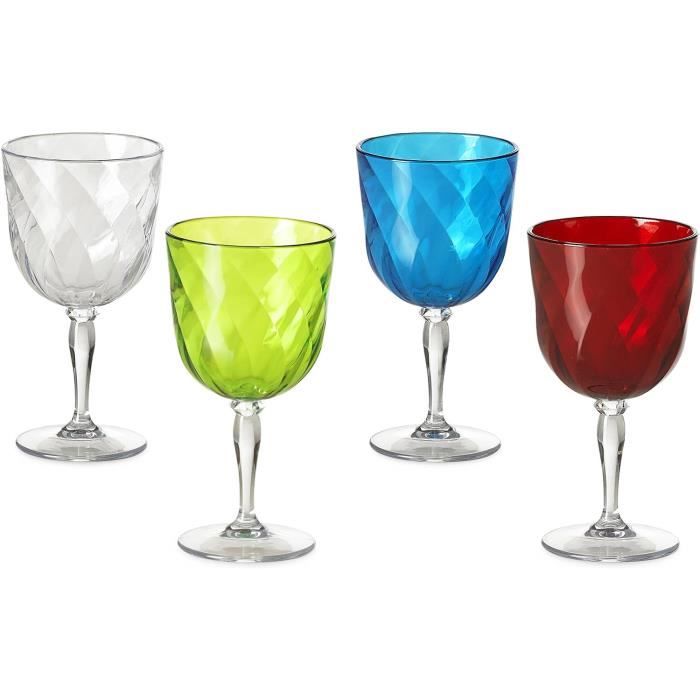 Design Ensemble De 4 Verres À Eau Ou À Vin De 27,5 Cl En Plastique ...