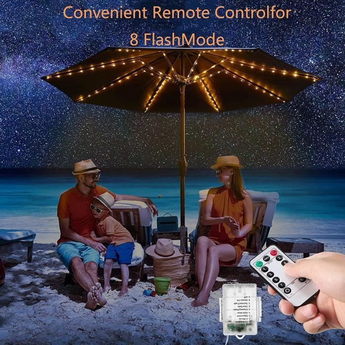 LED lumière de Parasol Lumière de Parasol de Patio Extérieur Lampe de Tente de Camping 8 Modes D ...