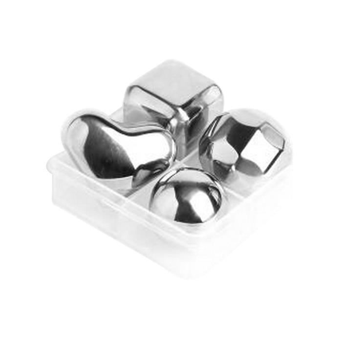 Ensemble de 4 cubes de glace réutilisables en acier inoxydable à formes ...