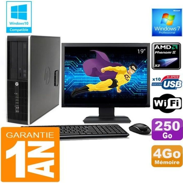 PC HP Compaq 6005 Pro SFF AMD Phenom II Ram 4Go Disque 250 Go Wifi W7 ...