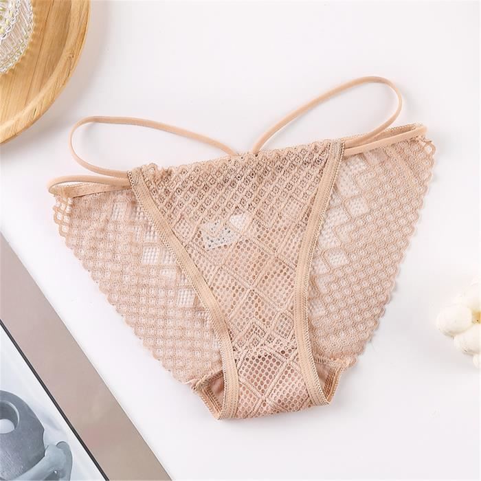 String Tanga Pour Femme Lady Sexy-Dentelle Taille Basse Beige Beige ...