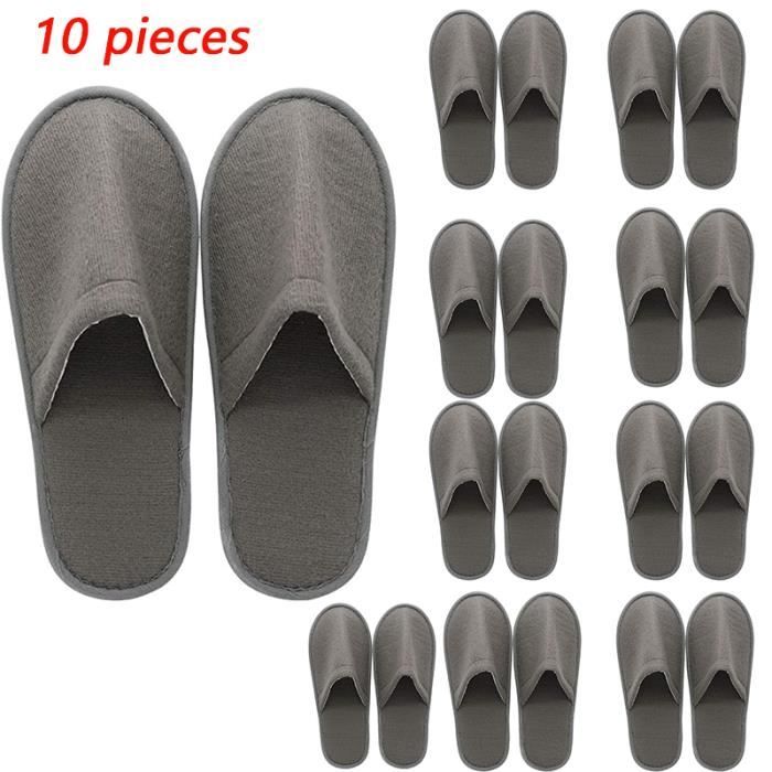 Pantoufles jetables d'hôtel et à domicile - ANNEFLY - Gris - Lot de 10 ... Pantoufles jetables d'hôtel et à domicile - ANNEFLY - Gris - Lot de 10 ...