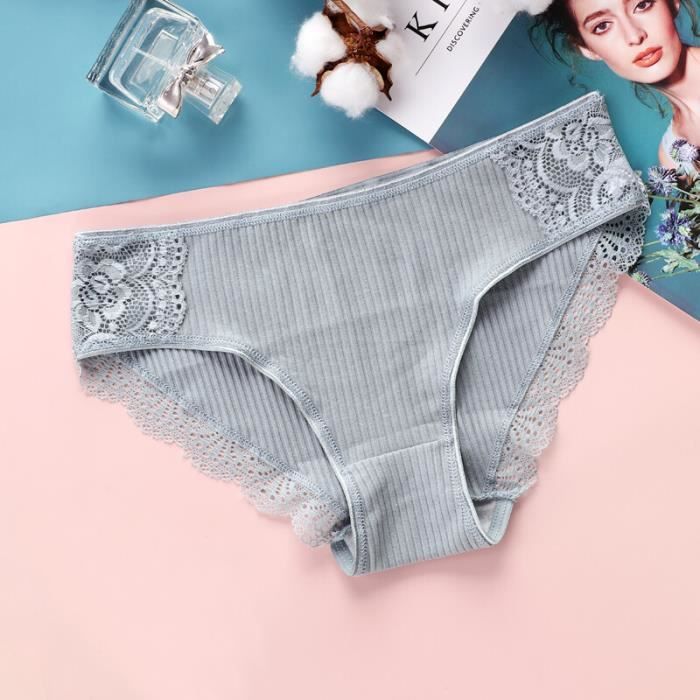 Culotte-slip,VDODERR-Culotte sexy en coton et dentelle pour femme,sous-vêtement sans couture ...