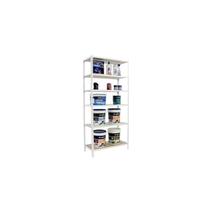 Étagère métallique - SIMON RACK - MADERCLICK MEGAPLUS - 6 niveaux - 2500 x 1200 x 300 mm - Blanc ...