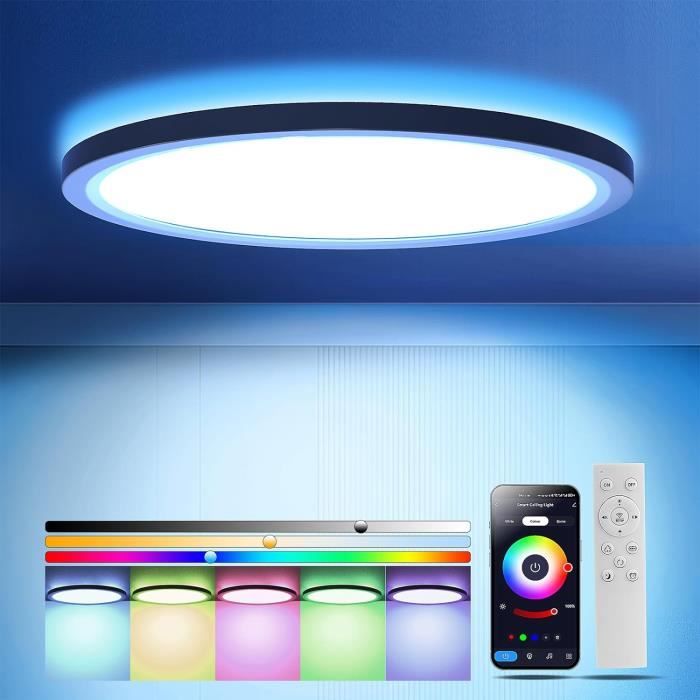OTREN Plafonnier LED Dimmable 36W, Lnaire Lampe avec RGB Rétroéclairage ...