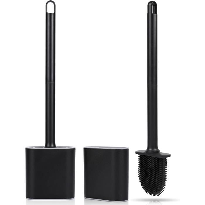 Brosse Wc Noir Avec Tête De Brosse Plate Et Base En Plastique, Balai Toilette Wc Silicone Murale ...