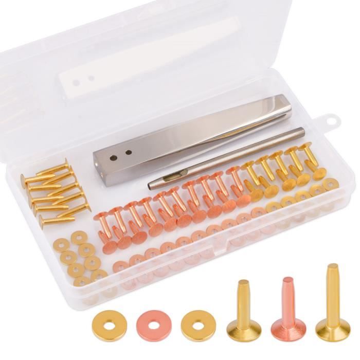 RIVET,Laiton antique--Rivet en cuivre et laiton 2 en 1, poinçon rond de ...