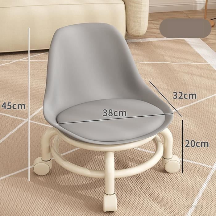 Tabouret roulant avec dossier, tabouret bas avec roulettes pivotantes ...