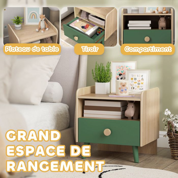 Table de chevet enfant table de nuit enfant avec tiroir et niche ...