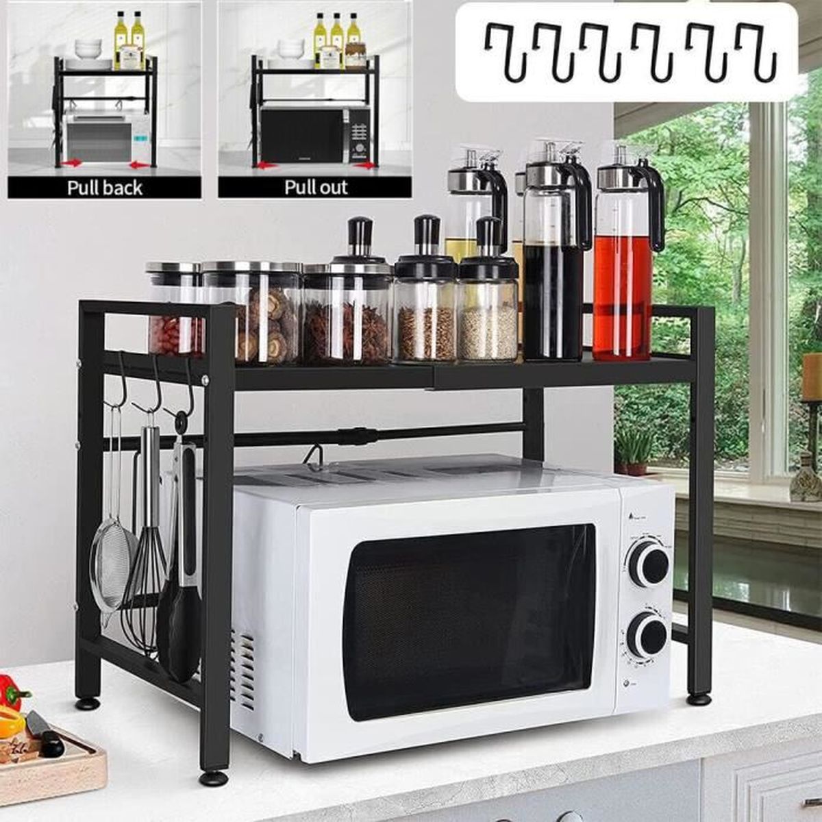 Meuble Rangement Cuisine,Support de Four à Micro Longeur Réglable 40 ...