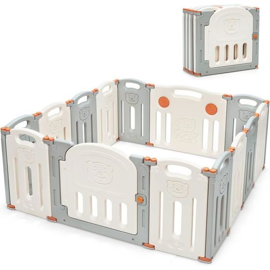 GOPLUS Parc pour Bébé Pliable avec 14 Panneaux, Barrière de Sécurité ...