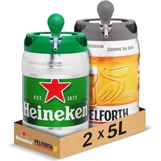 Pack Bière - Heineken, Pelforth - mix 2 fûts de 5L - La cave Cdiscount