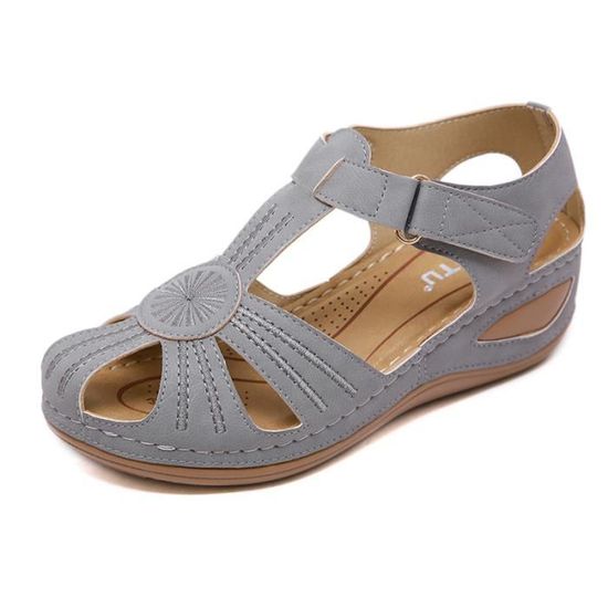Sandales Femmes Chaussures Compensées Loisirs Confort Les Cent Gris ...