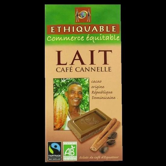ETHIQUABLE Chocolat au Lait Café Cannelle 100g - Cdiscount Au quotidien