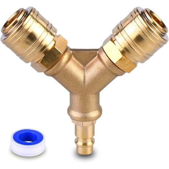 Raccord De Compresseur D'Air À 3 Voies - Connecteur En Y - Filetage À Libération Rapide - Pour ...