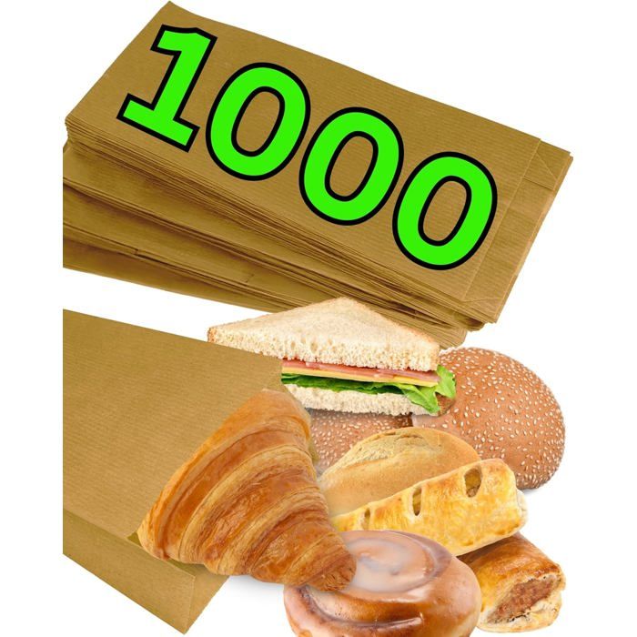 Sac Papier Kraft 1000 Lot - Sachet Alimentaire Écologique 10x5,5x25 cm ...