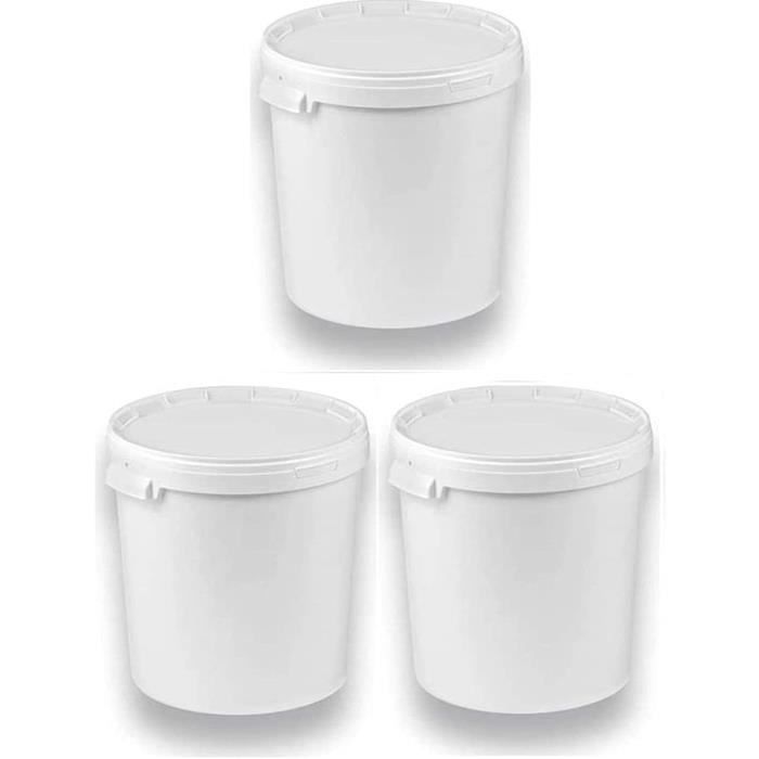Lot De 3 Seaux De 30 Litres Avec Couvercle Blanc - Lot De 3 Seaux À ...
