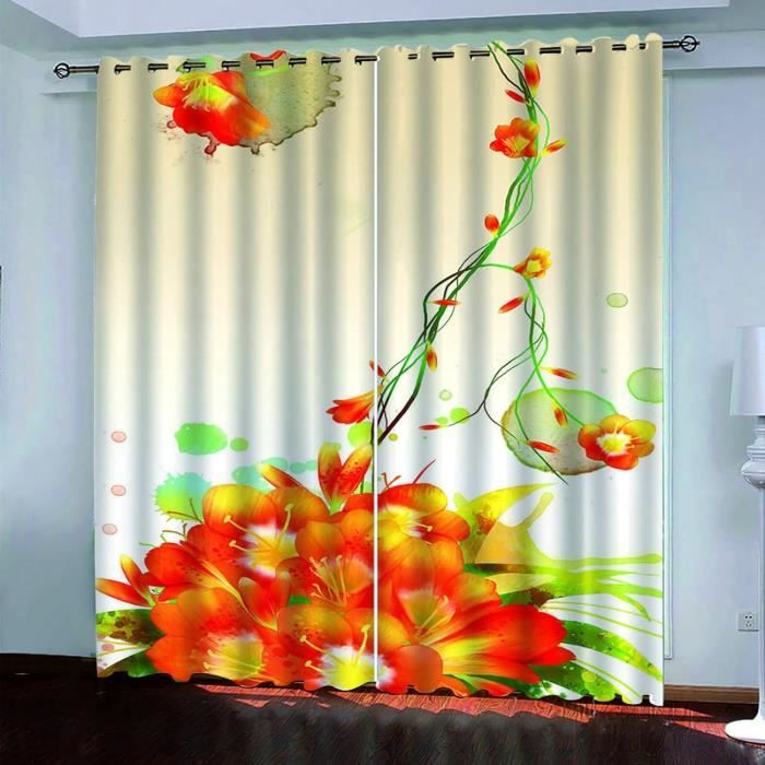 Rideau Occultant Thermiques 3D Fleur D'Oranger Motif L 220 X H 210 Cm 2 ...