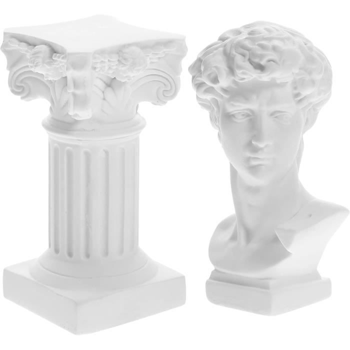 1 Set Greek David Bust Statues Roman Pillar Column Statues Résine ...