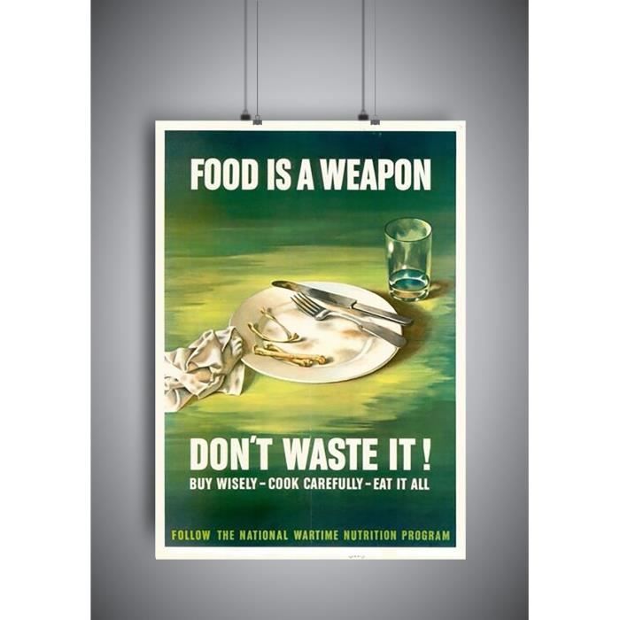 Poster Affiche Food Is A Weapon Propaganda Rétro Vintage - A4 (21x29 ...