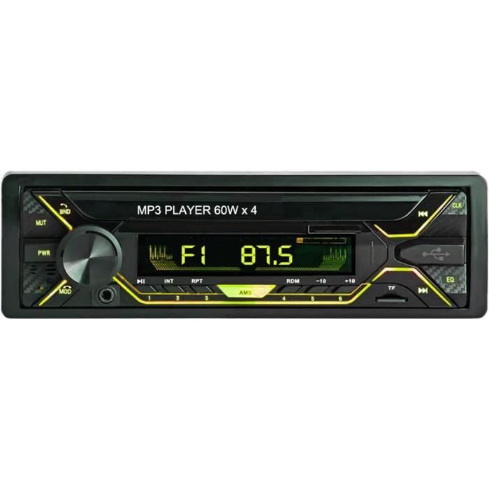 Autoradio Bluetooth Poste Voiture 240W 1 Din Universel Mains Libres FM ...