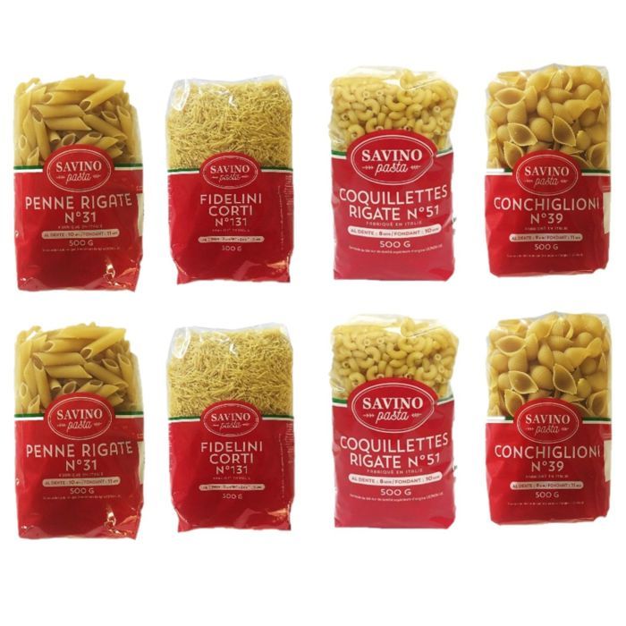 Savino Pasta - Lot 8x500g - Pâtes Fidelini Corti + Penne Rigate ...