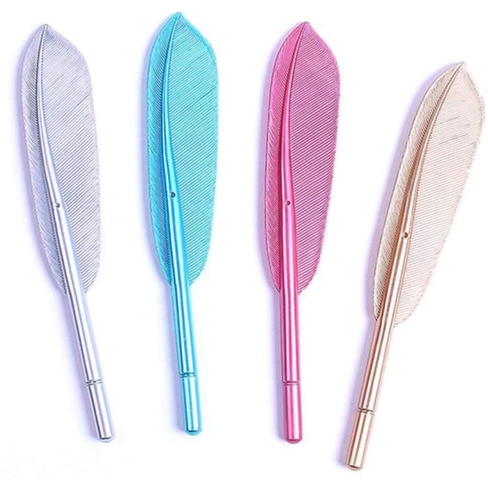 4 Pièces Stylo à Encre Gel Kawaii Stylos Fantaisie Forme de Plume ...
