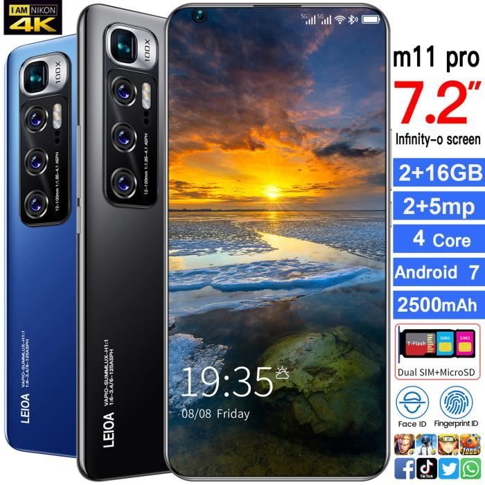 Smartphone M11 Pro 2 Go + 16 Go 4-Core Face Unlock 7,2 pouces ya1 ...