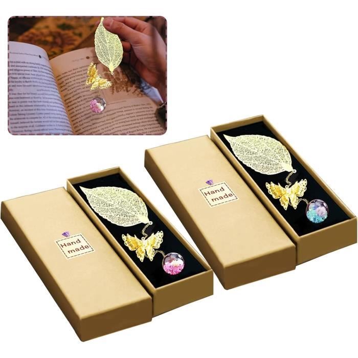 2 Pièces Marque Page Métal Creux Feuille 3D Papillon Coffret Cadeau ...