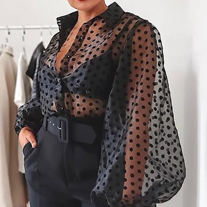 Chemisier à manches longues slim coupe basse pour femmes Hauts en ...