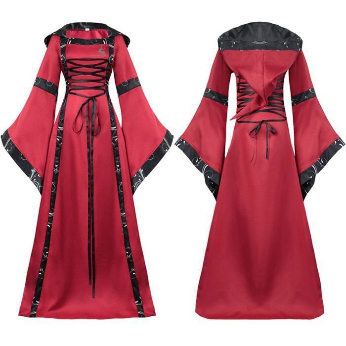 MOBIGARLAN Medieval Robe de Soiree Deguisement Reine Longue Robe avec ...