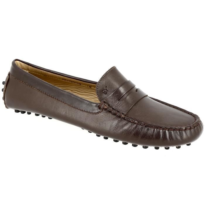 Mocassin femme en cuir véritable Marron 105 - Belym Marron - Cdiscount ...