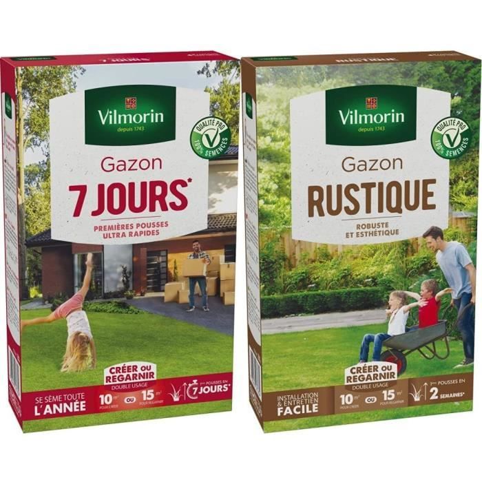 Gazon 7 Jours Boite 250 G, Vert & Gazon Rustique Boite 250 G, Vert ...