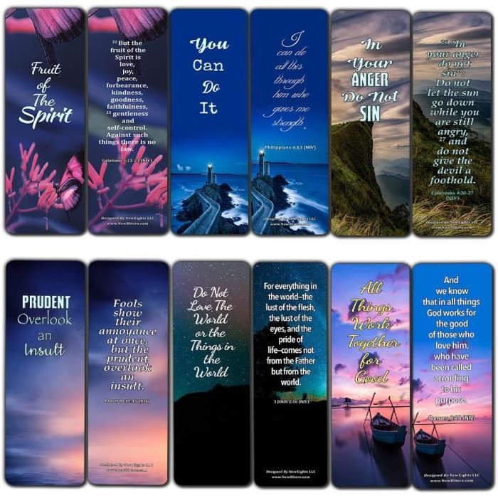 Lot De 12 Marque-Pages À Propos De La Bible Sur Le Contrôle De Nos Émotions Pour Quand Votre Foi ...