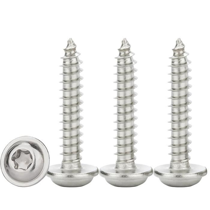 Drenky Vis À Tôle Torx M4X18Mm,50 Pièces Vis A Bois Avec Rondelle Acier ...