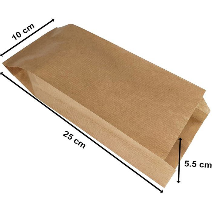 Sac Papier Kraft 1000 Lot - Sachet Alimentaire Écologique 10x5,5x25 cm ...