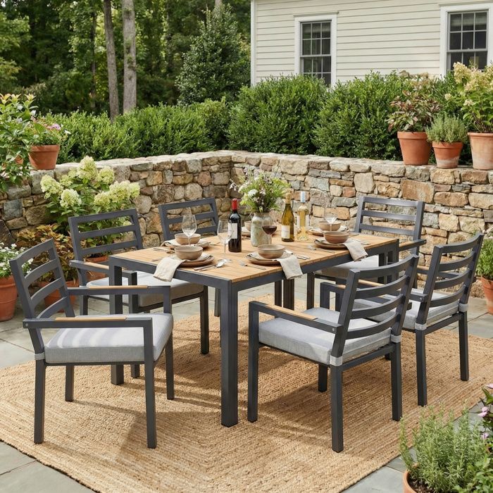 Ensemble de table et chaises de jardin, comprenant 1 table et 6 chaises ...
