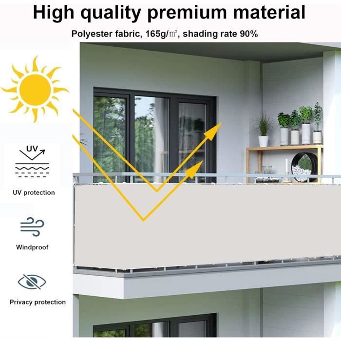 Brise Vue Balcon 60X600Cm Brise Vue Balcon Exterieur Opaque Résistant À ...