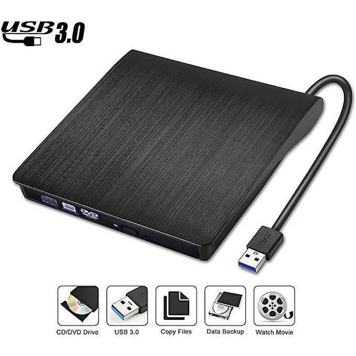 Lecteur DVD Externe, Graveur CD DVD Externe USB 3.0,Ultra Mince ...