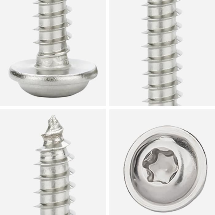 Drenky Vis À Tôle Torx M4X18Mm,50 Pièces Vis A Bois Avec Rondelle Acier Inoxydable A2 V2A Vis ...