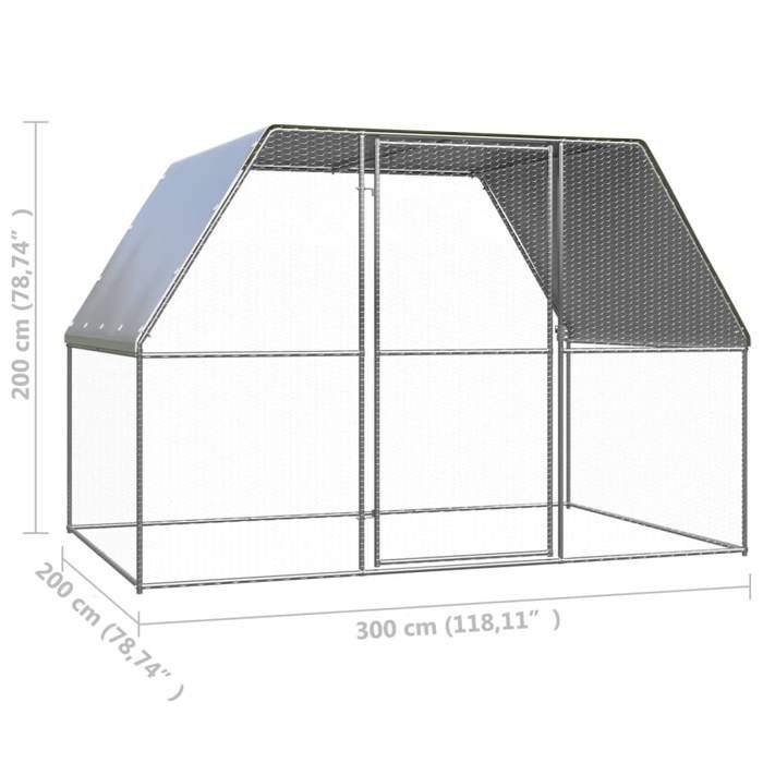VidaXL Poulailler d'extérieur 3x2x2 m Acier galvanisé - Cdiscount