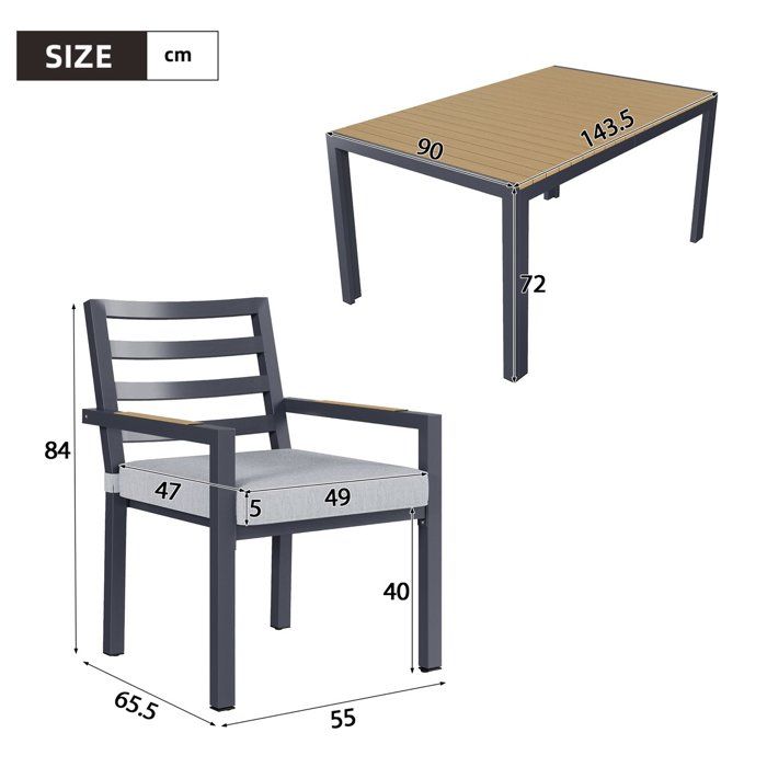 Ensemble de table et chaises de jardin, comprenant 1 table et 6 chaises ...