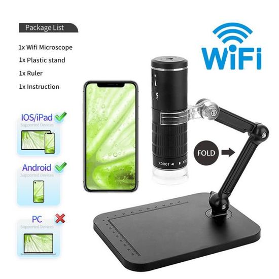 MICROSCOPE OPTIQUE,Wifi Fold Microscope numérique USB 1000X 3 en 1 type ...