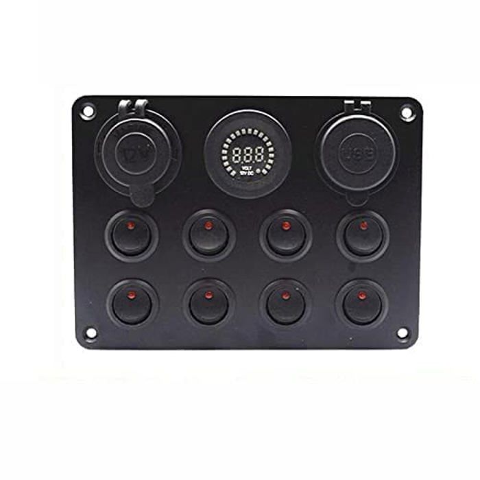 8 Gang Combination Switch Panel, 12V / 24V ABS Marine Boat Car LED ...