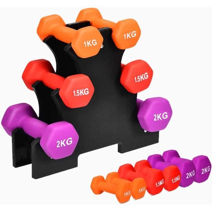 GYMAX Kit Haltères Hexagonal 1 KG, 1,5 KG, 2 KG, Poids Sport avec ...