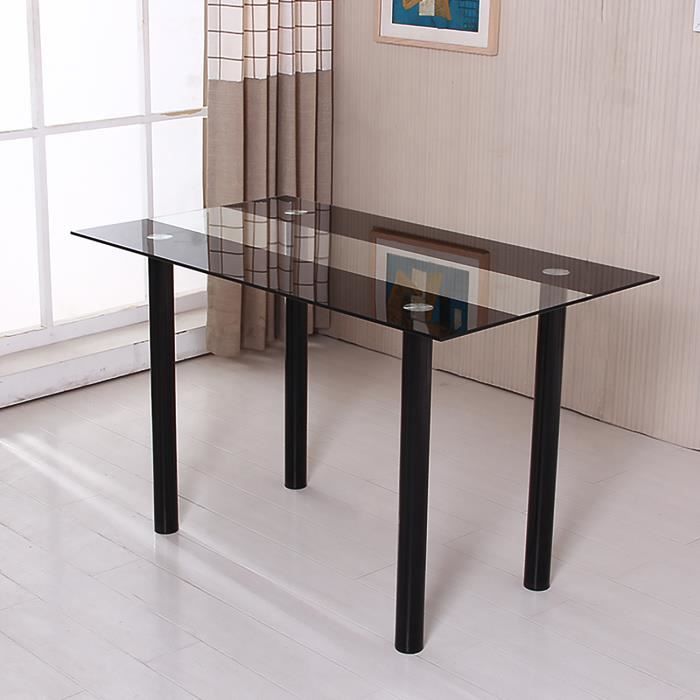 Table Noir de salle à manger Verre & métal 120*60*75cm (2 colis ...