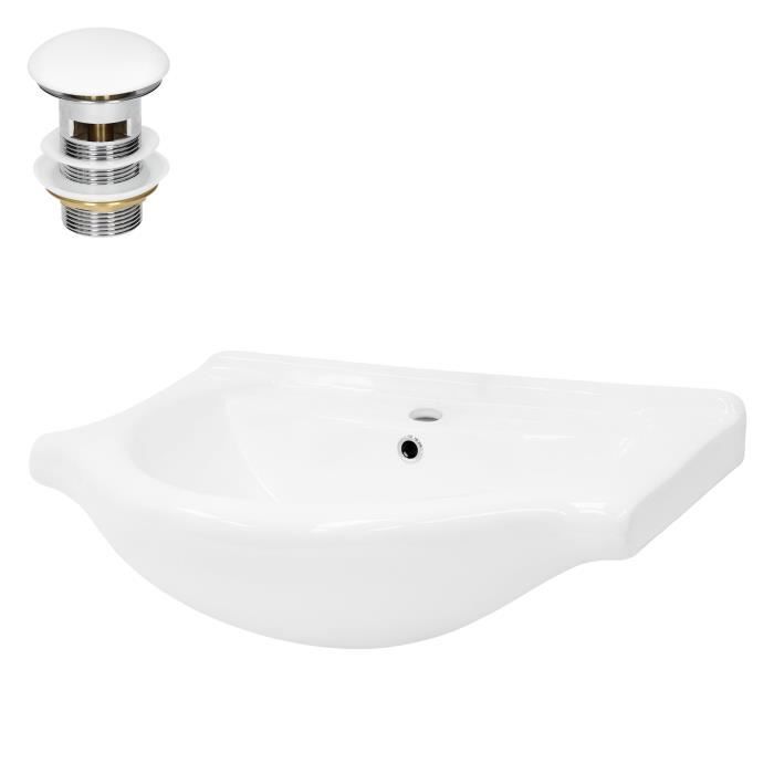 ML-Design Lavabo en Céramique Blanc 67,5x21,5x51,5 cm avec Garniture de ...