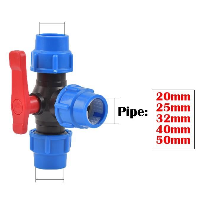 Robinet en T-50mm-PVC PE Tube séparateur'eau du robinet connecteur de ...